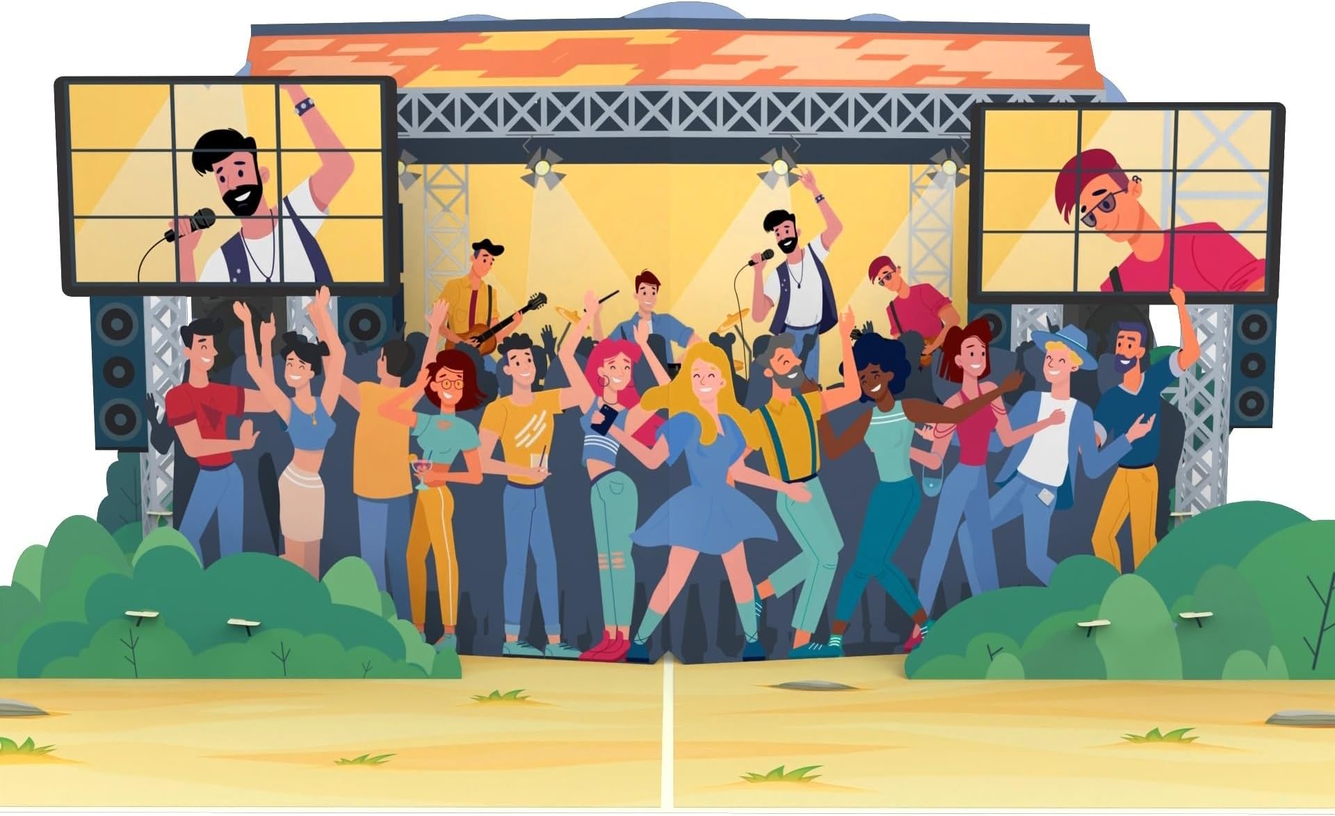 MOKIO® Carte Pop-Up – Concert/Festival de musique – Carte de vœux 3D ...