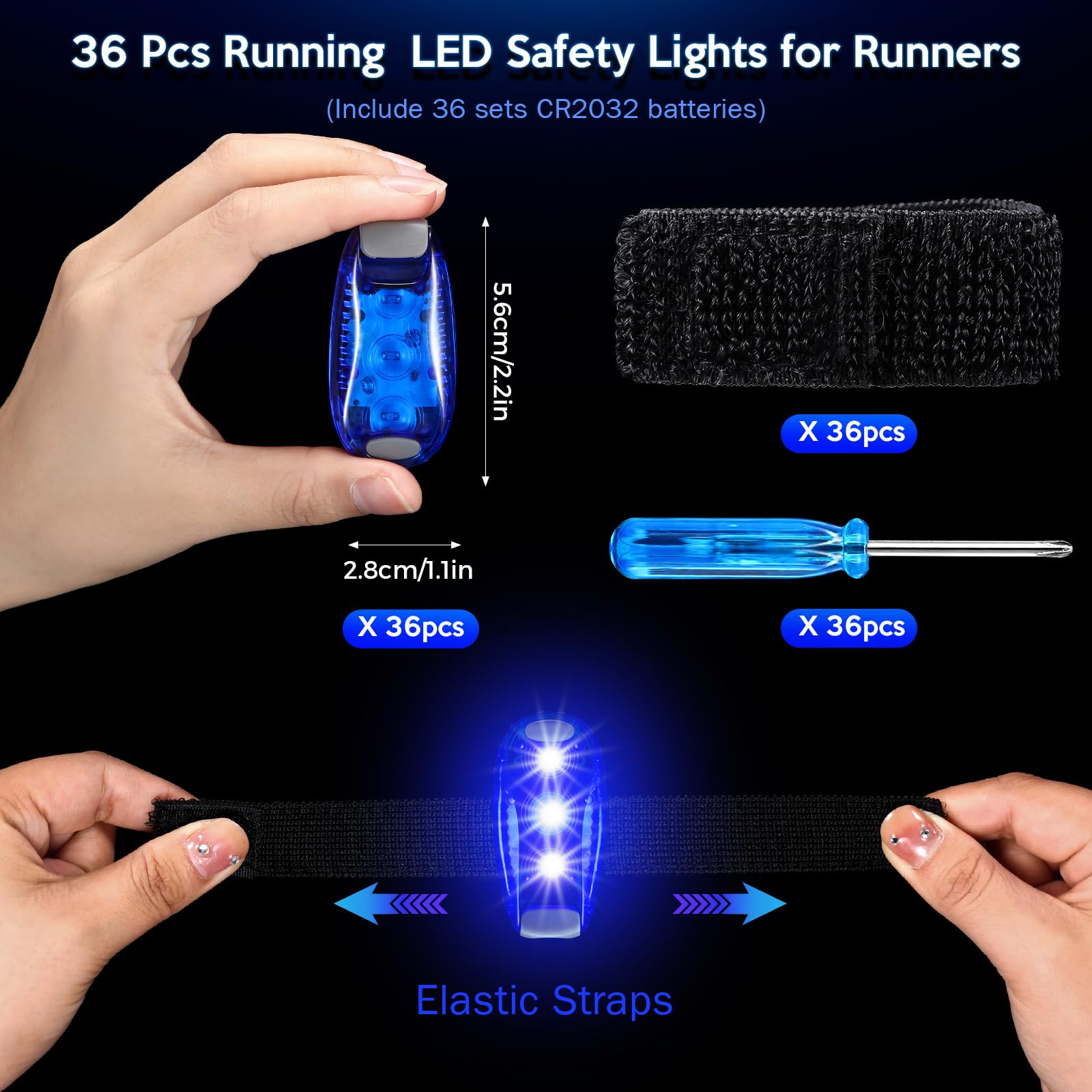 Retisee 36 Pcs LED Safety Light for Warning, Running Safety Lights for ...