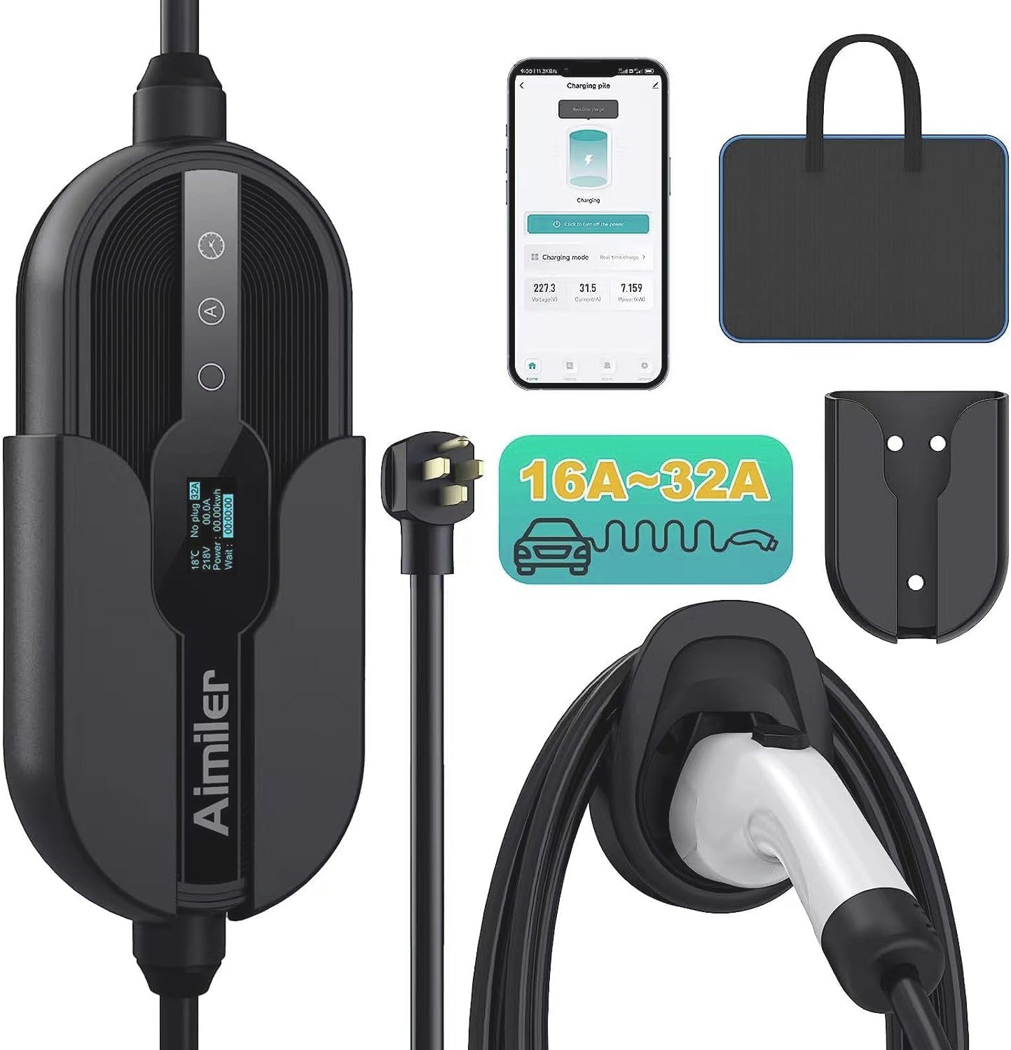 Amazon.com: AIMILER 32A Electric Vehicle Charger, Level 2 EV Charger ...