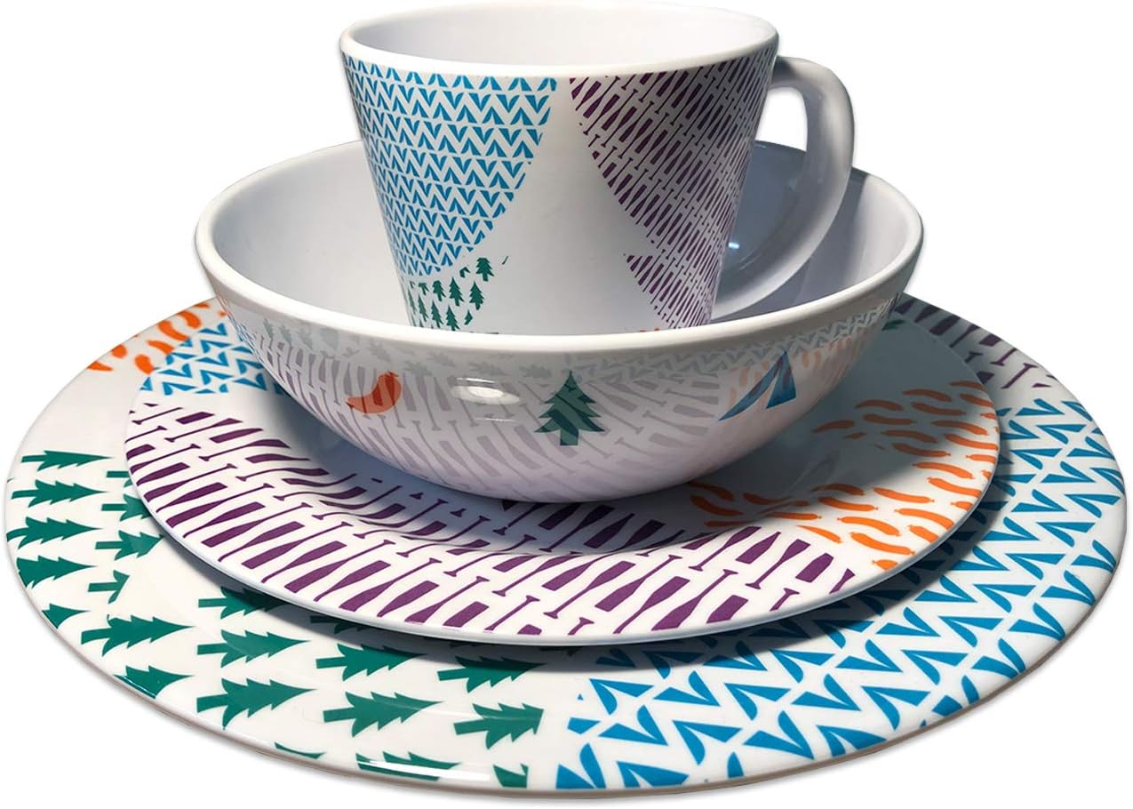 OLPRO Melamine Dinnerware Set, Camping/Picnic/Barbecue Dinner Set ...