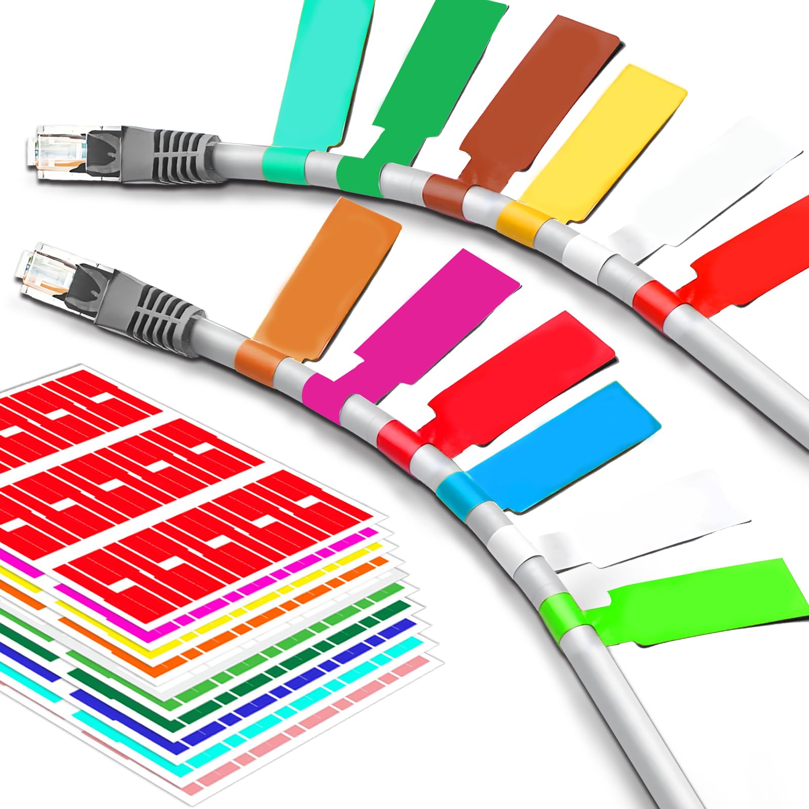 Snapklik.com : 300 Waterproof Cable Tags, 10 Colors Wire Management ...