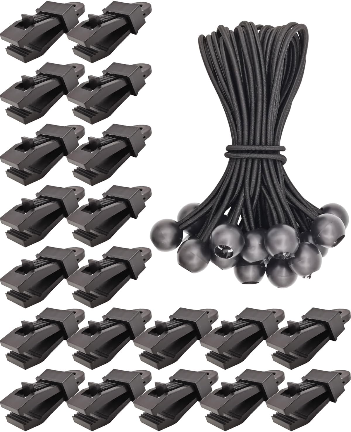 WMZOBH 20 Pcs Tarp Clips Heavy Duty + 20 Pcs Bungee Balls 6 Inch ...