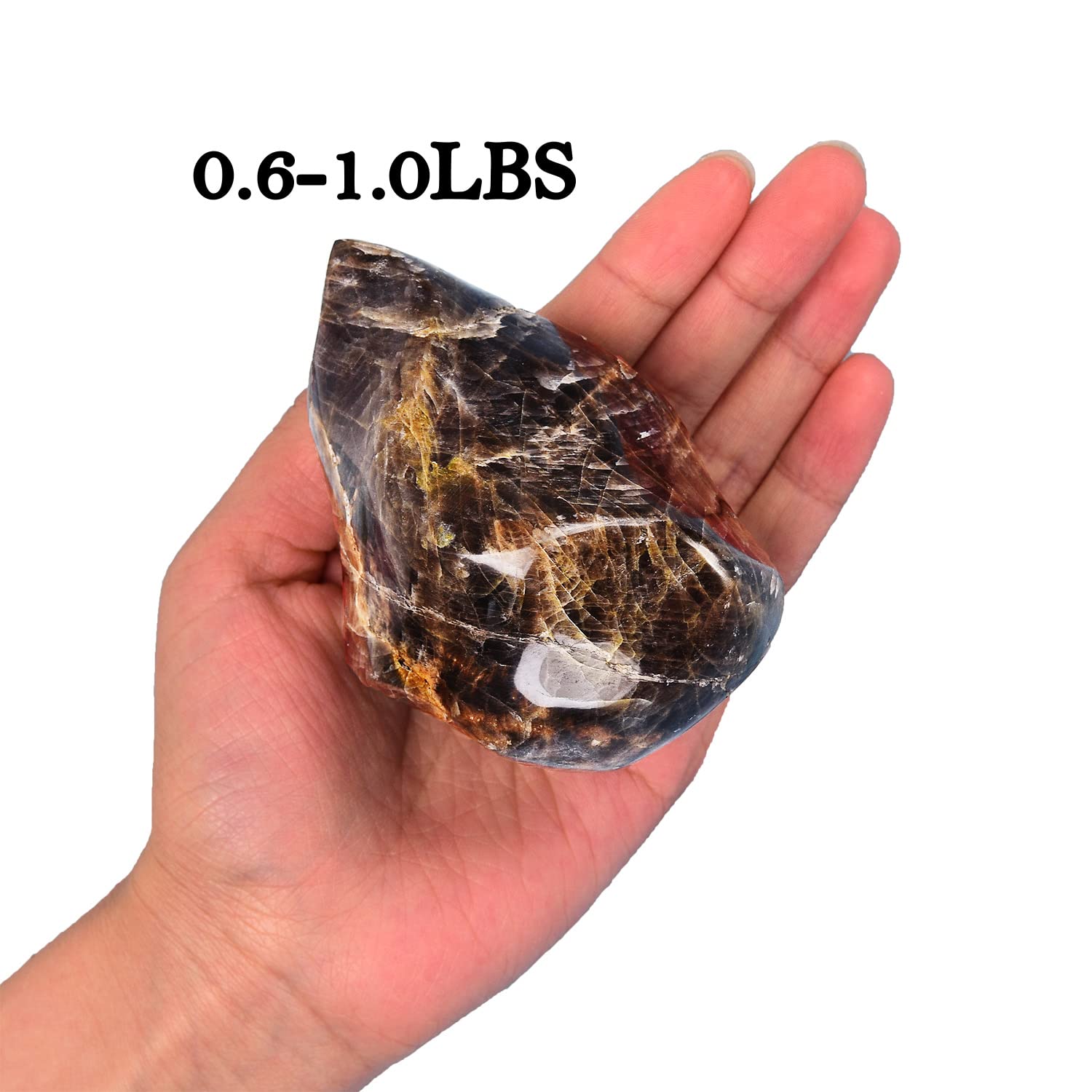AMOYSTONE Black Moonstone Flame Shaped Towers Large Healing Crystal ...