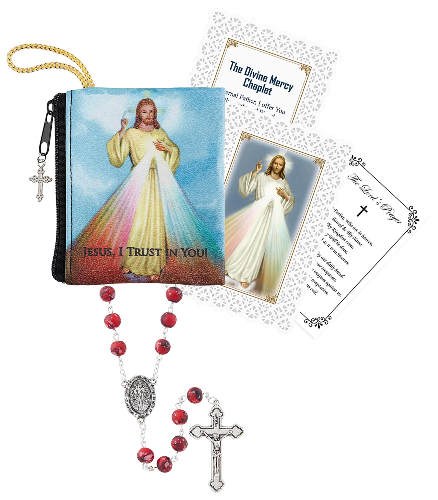 Chaplet Of Divine Mercy Red Marble Style Divine Mercy Rosary ...