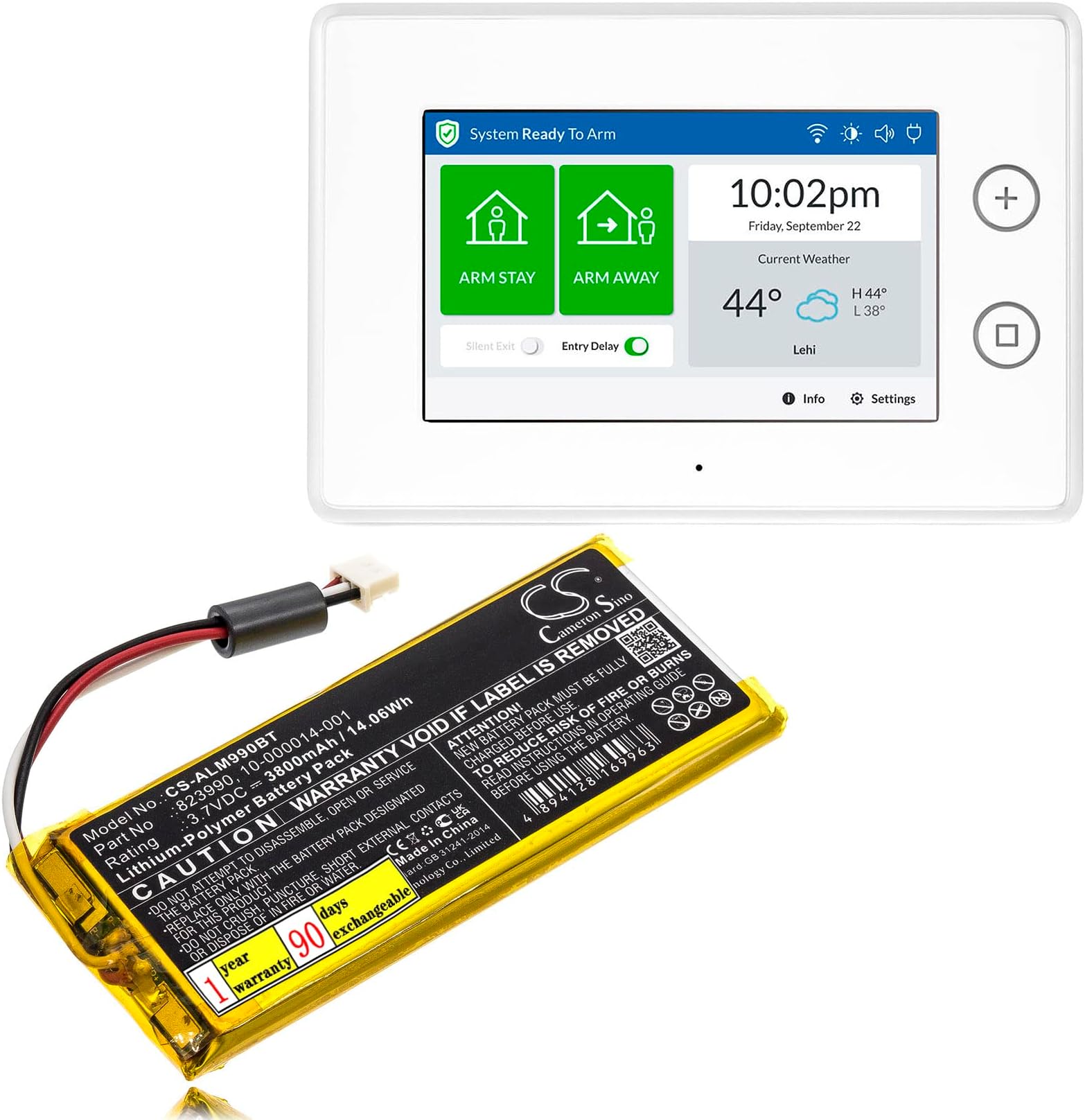 Amazon.com: Yibudt 823990 2GIG GC3e 3.7V 3800mAh Battery Replacement ...