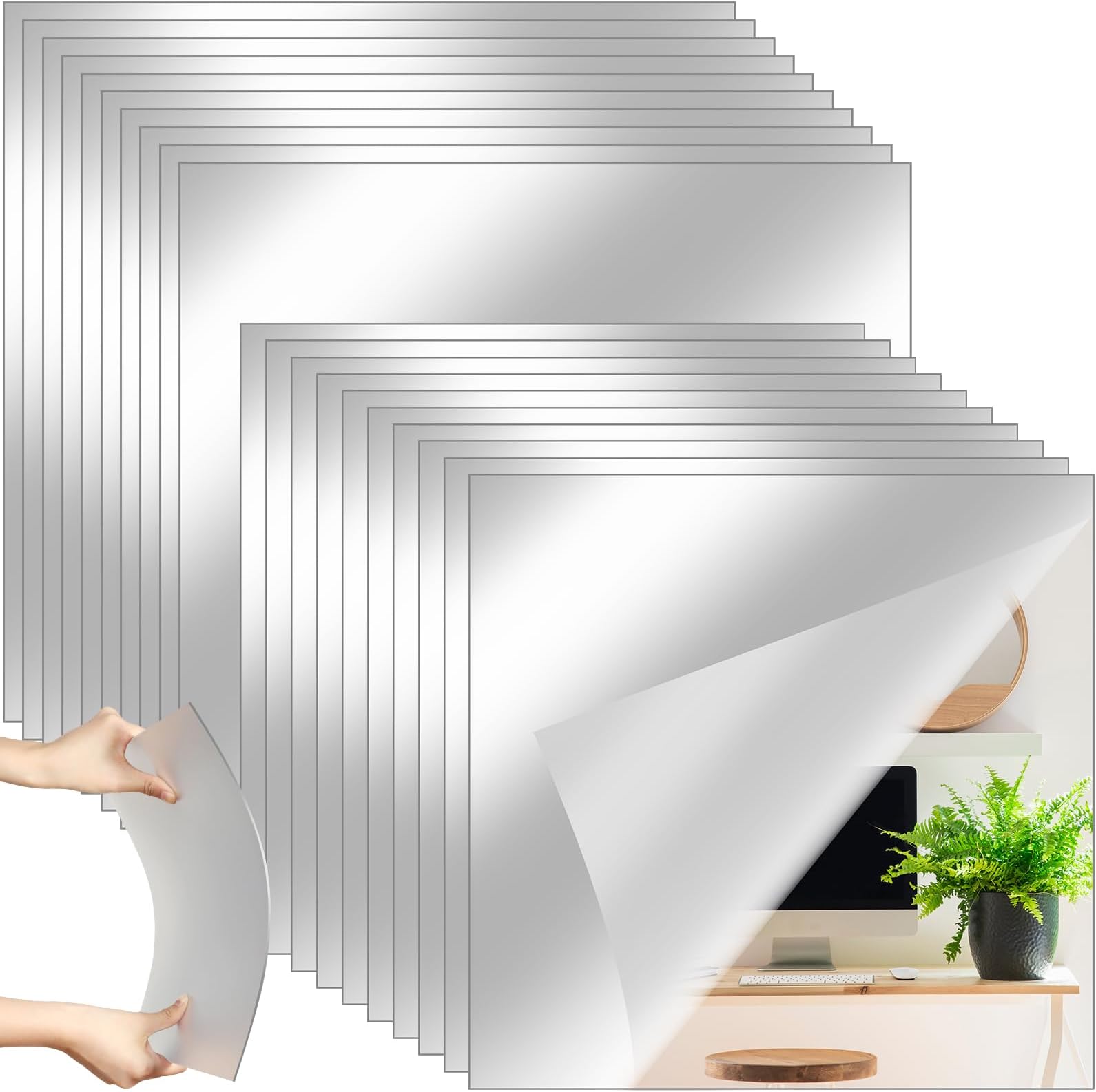 Amazon.com: Queekay 30 Pcs Gym Mirrors for Home 12'' x 12'' Frameless ...