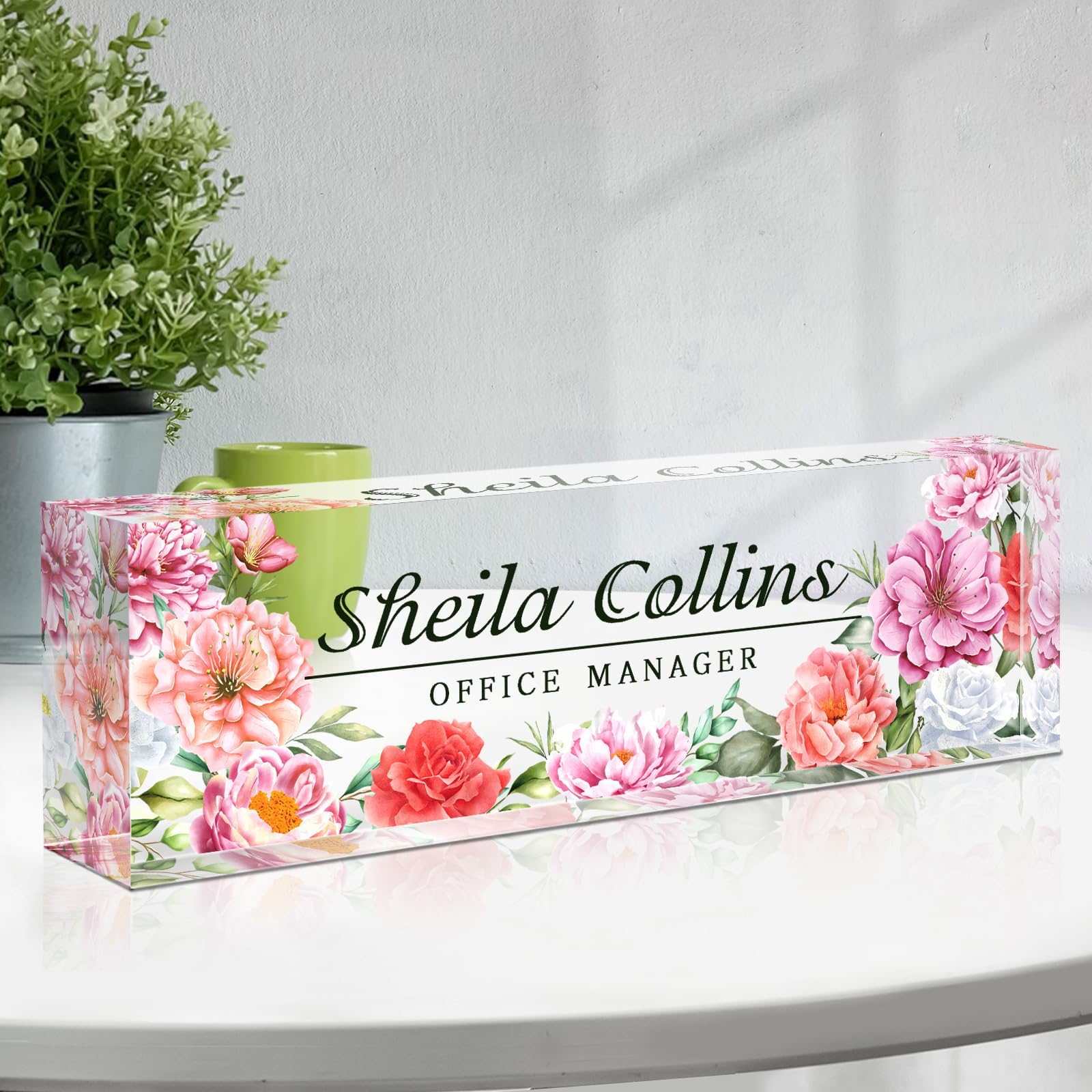 Amazon.com: SCZQOVR Name Plate for Desk Personalized, Acrylic Desk ...