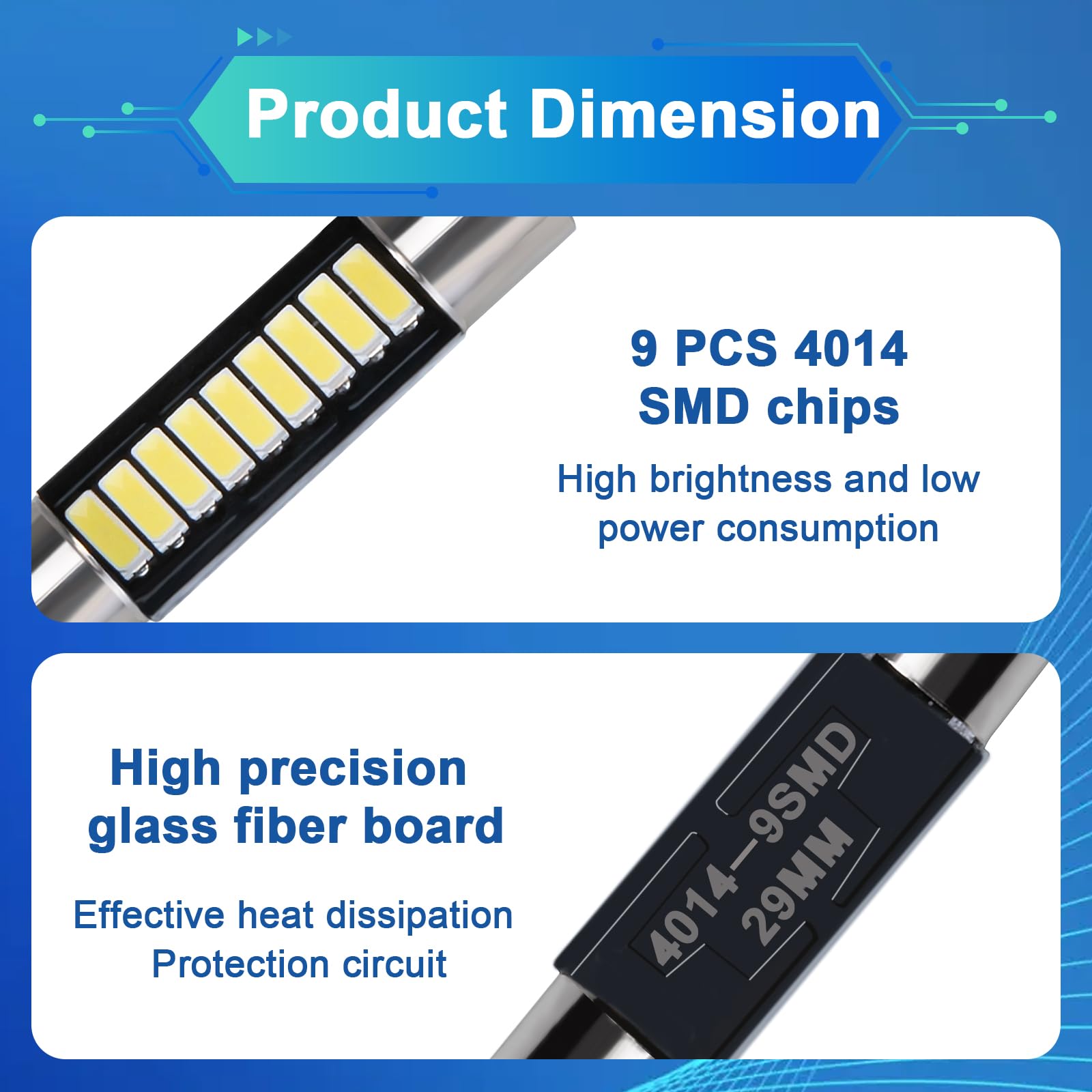 Snapklik.com : Ecocstm 6 PCS 29.5mm LED Car Bulb, Extremely Bright 9 ...