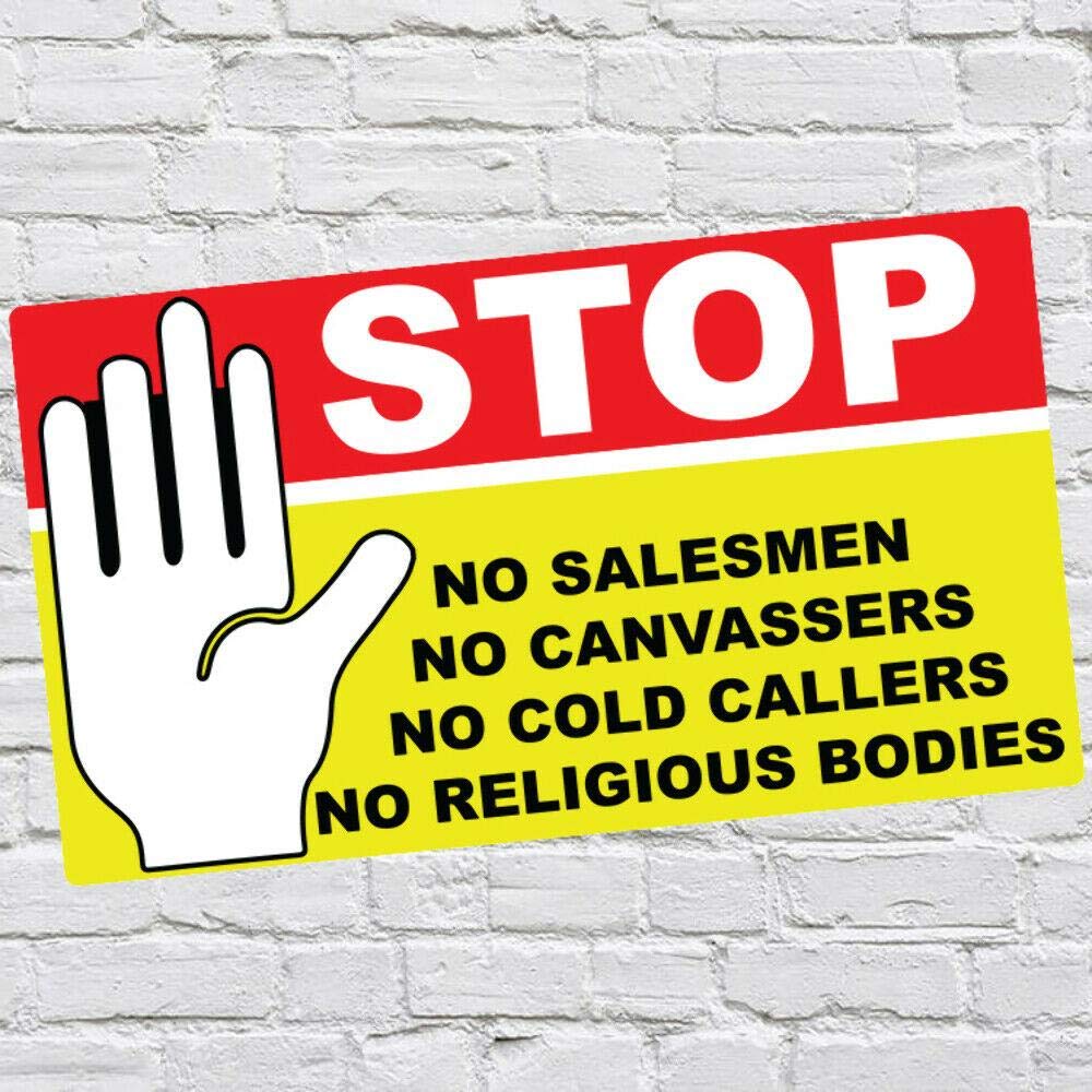 Red Yellow Stop Cold Calling Door Sticker - No Cold Callers - No ...