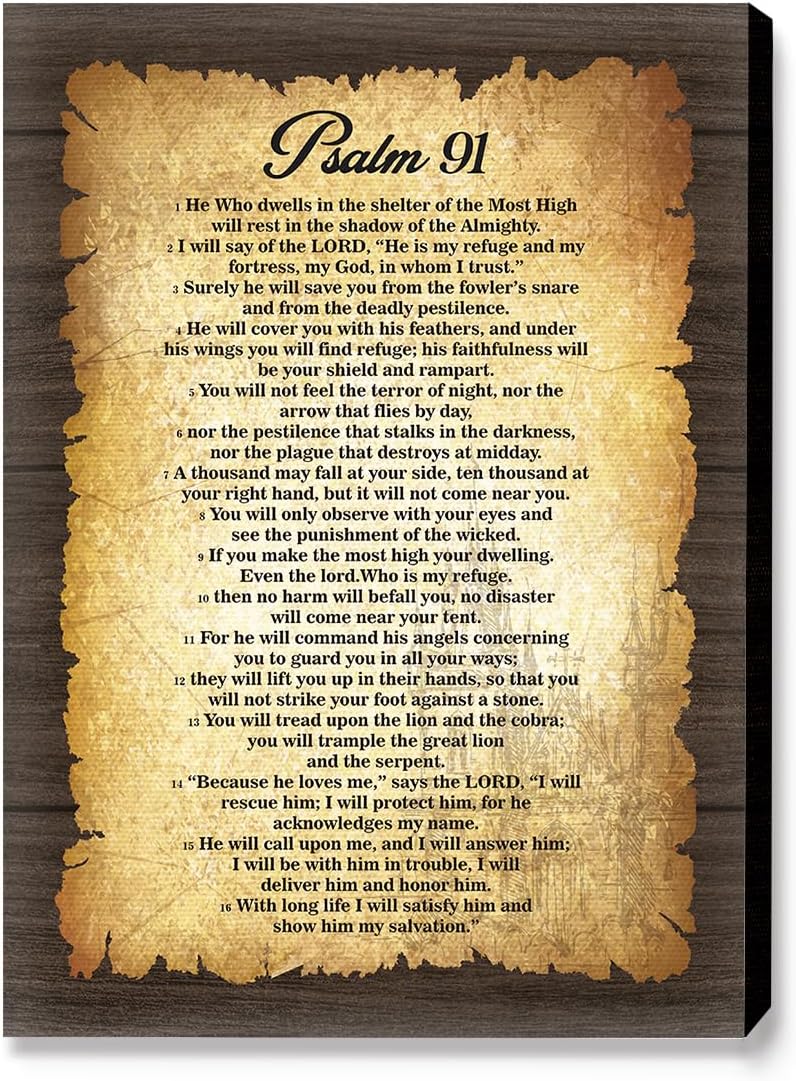 Amazon.com: JANLAN Psalm 91 Wall Art,Inspirational Bible Verses Wall ...
