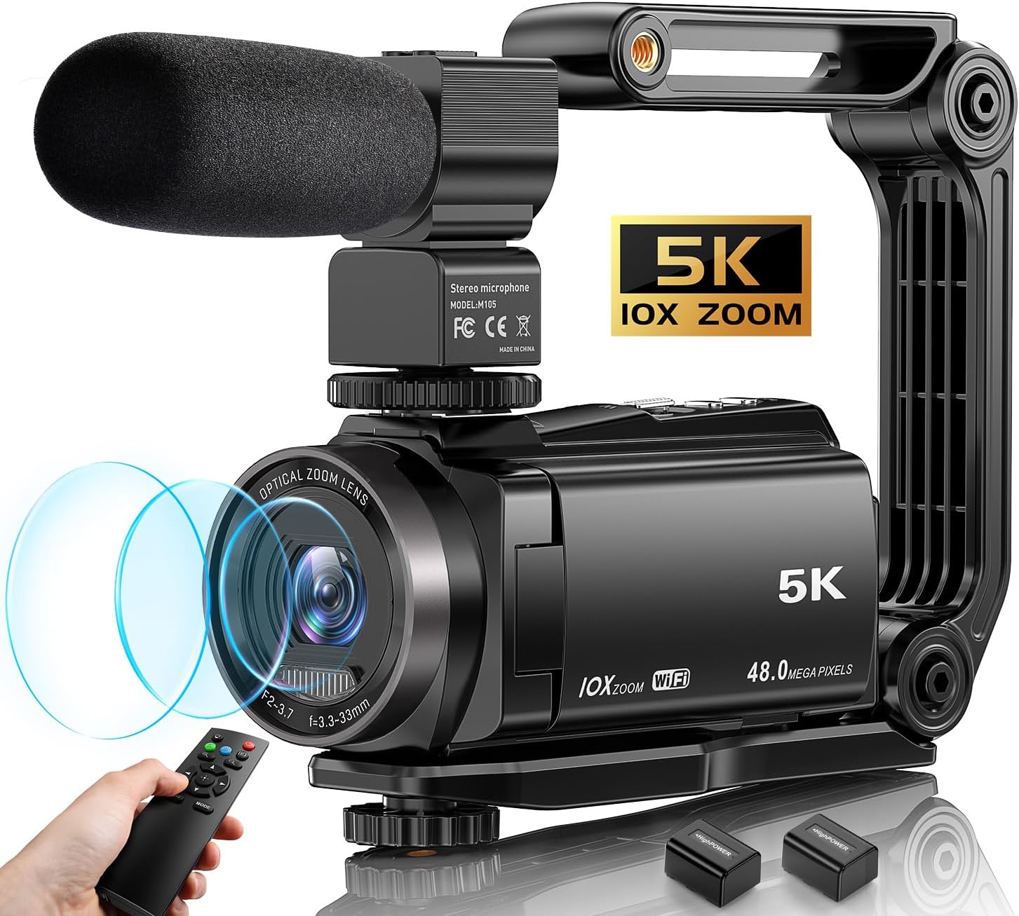 Ahlirmoy 5K Video Camera Camcorder, 10X Optical Zoom 48MP 30FPS ...