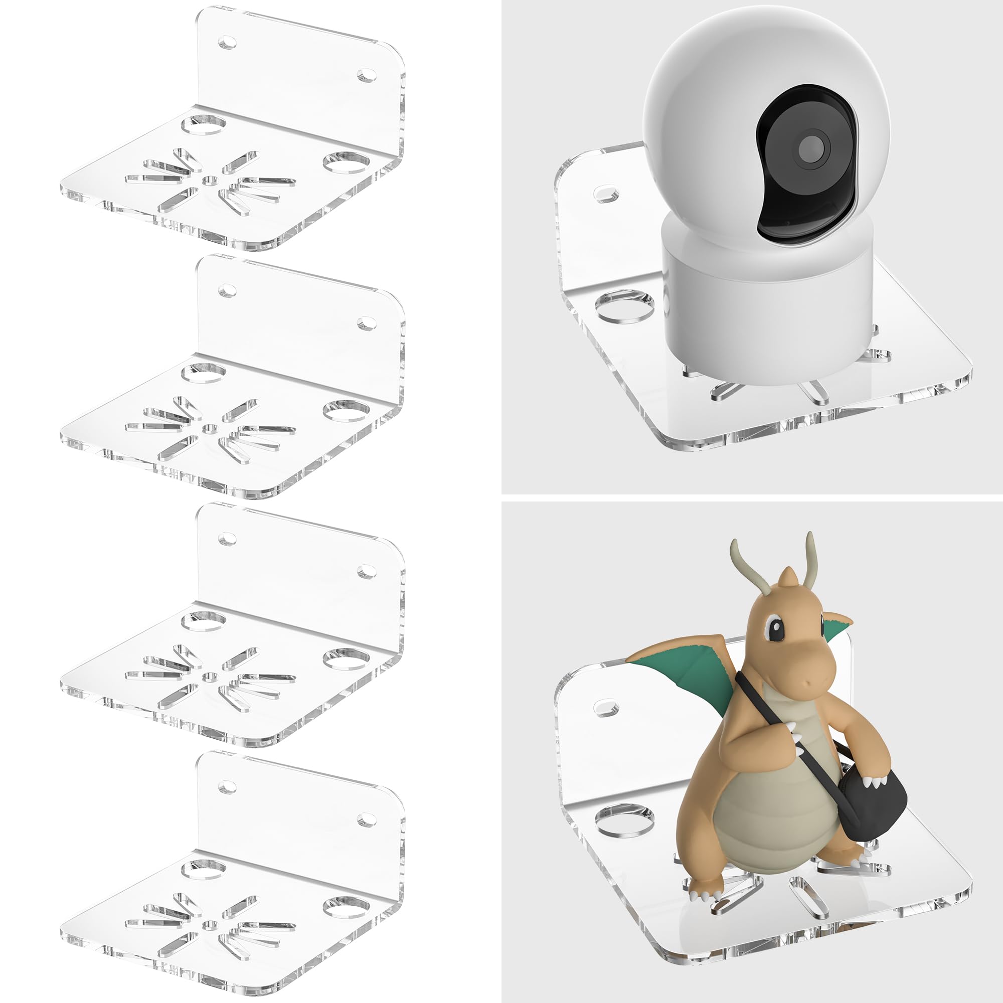 Amazon.com: Sezanrpt Clear Acrylic Wall Shelf 4 Pack for Surveillance ...