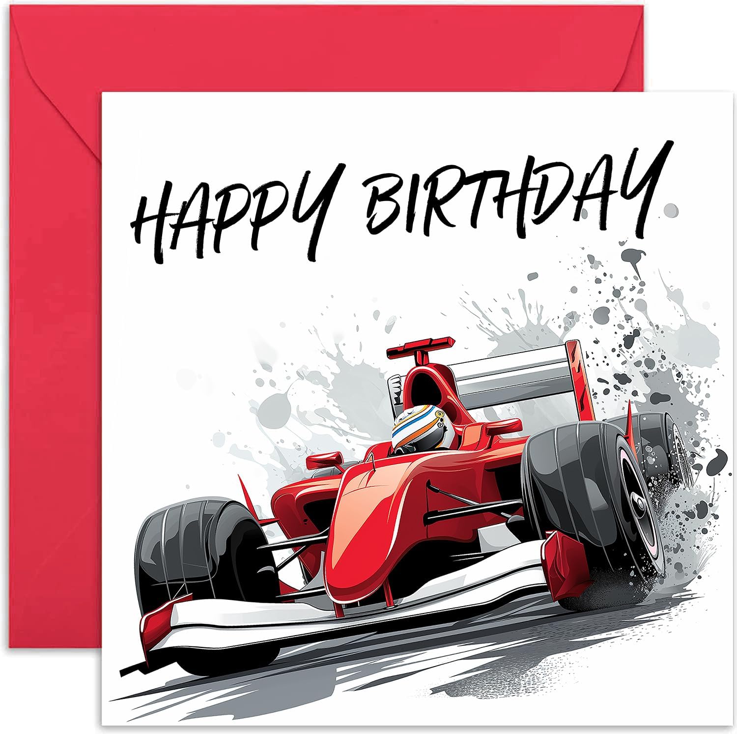 Amazon.com : Old English Co. F1 Race Car themed Birthday Card ...