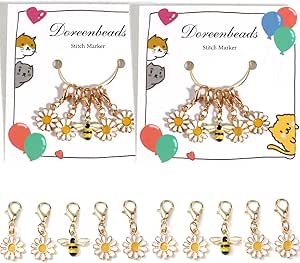 Amazon.com: DoreenBeads 10 個針跡標記 用於編織鉤針 - 雛菊花 可拆卸扣 鎖定針跡標記 吊飾 用於編織縫紉配件 絎縫 手工工藝 珠寶 DIY 藝術 : 藝術、手工藝與縫紉