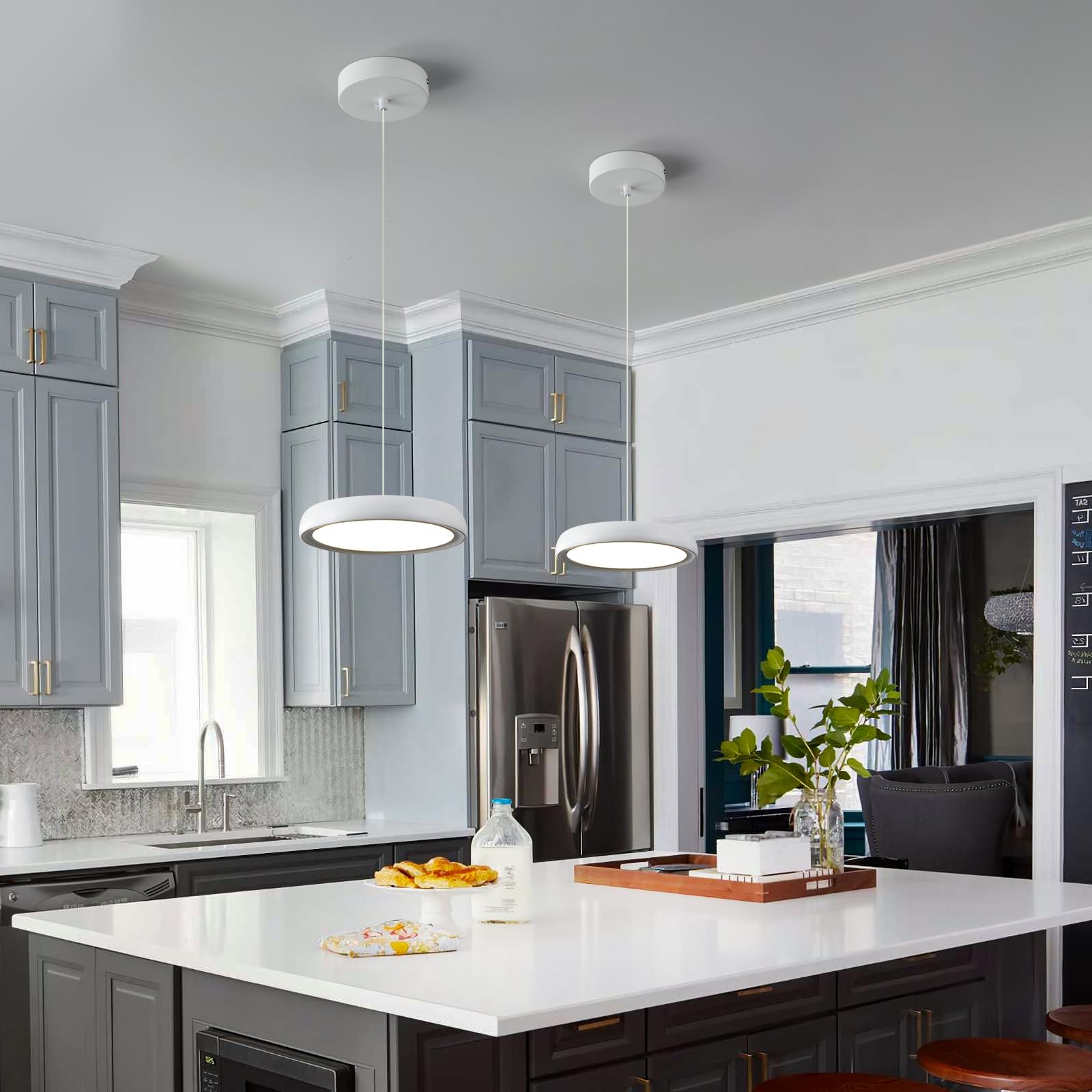 zhllmq Modern Pendant Lights Kitchen Island LED 6000K Dimmable Hanging ...