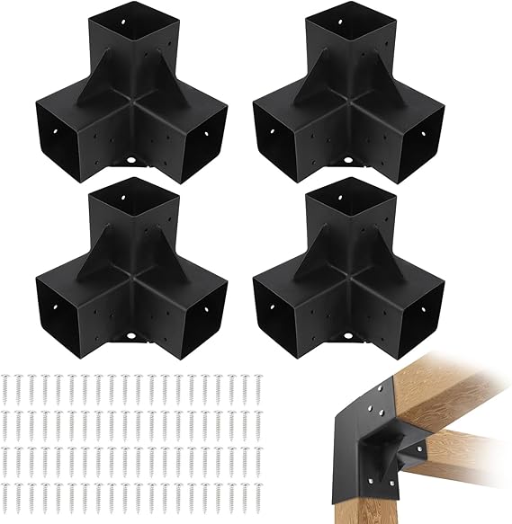 Amazon.com: 6x6 3-Way Pergola Brackets Kit, 4 Pack Woodwork Right Angle ...