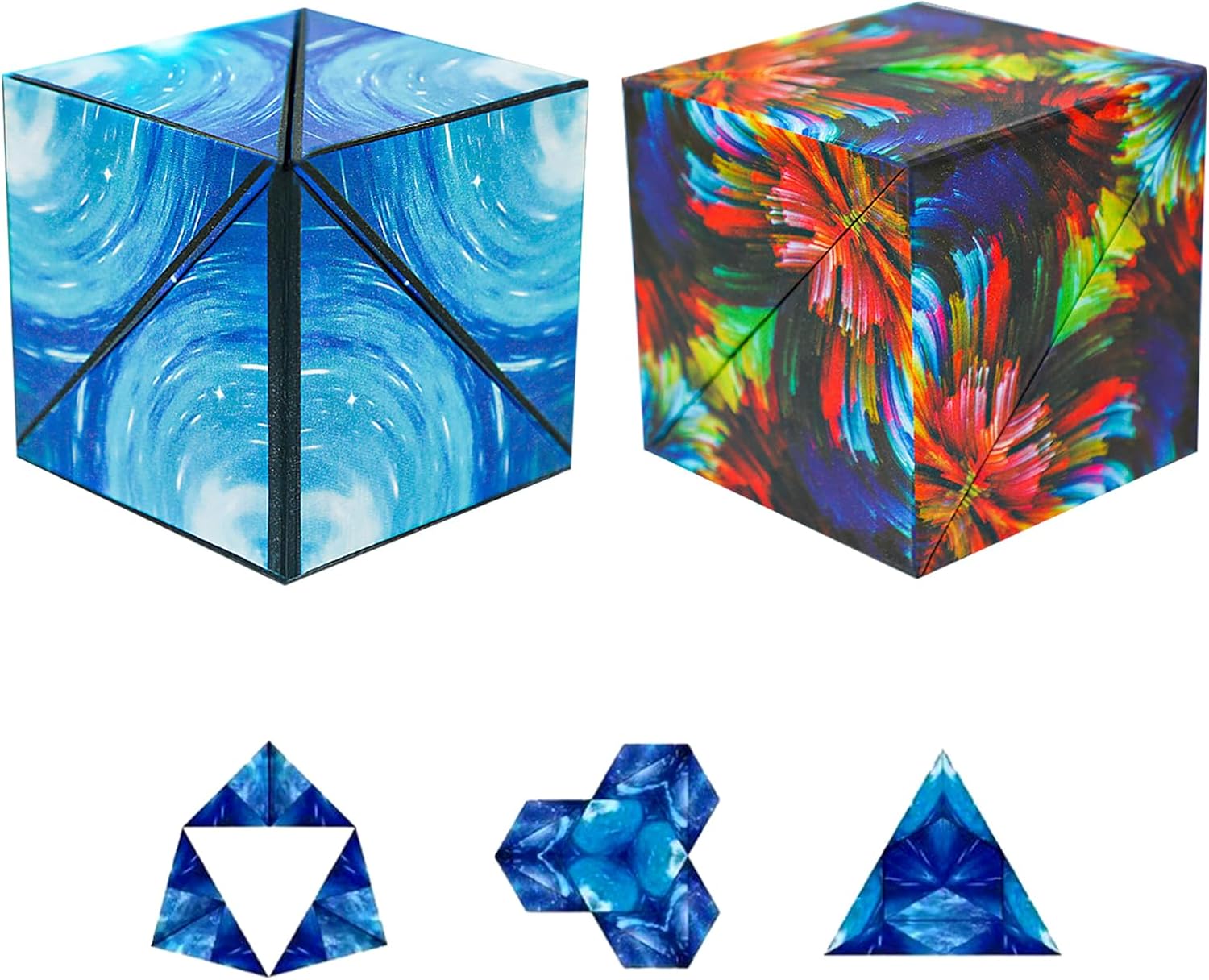 3D Infinity Cube 2 Pieces Cube Star Cube Magic Cube Set Shape Changing ...