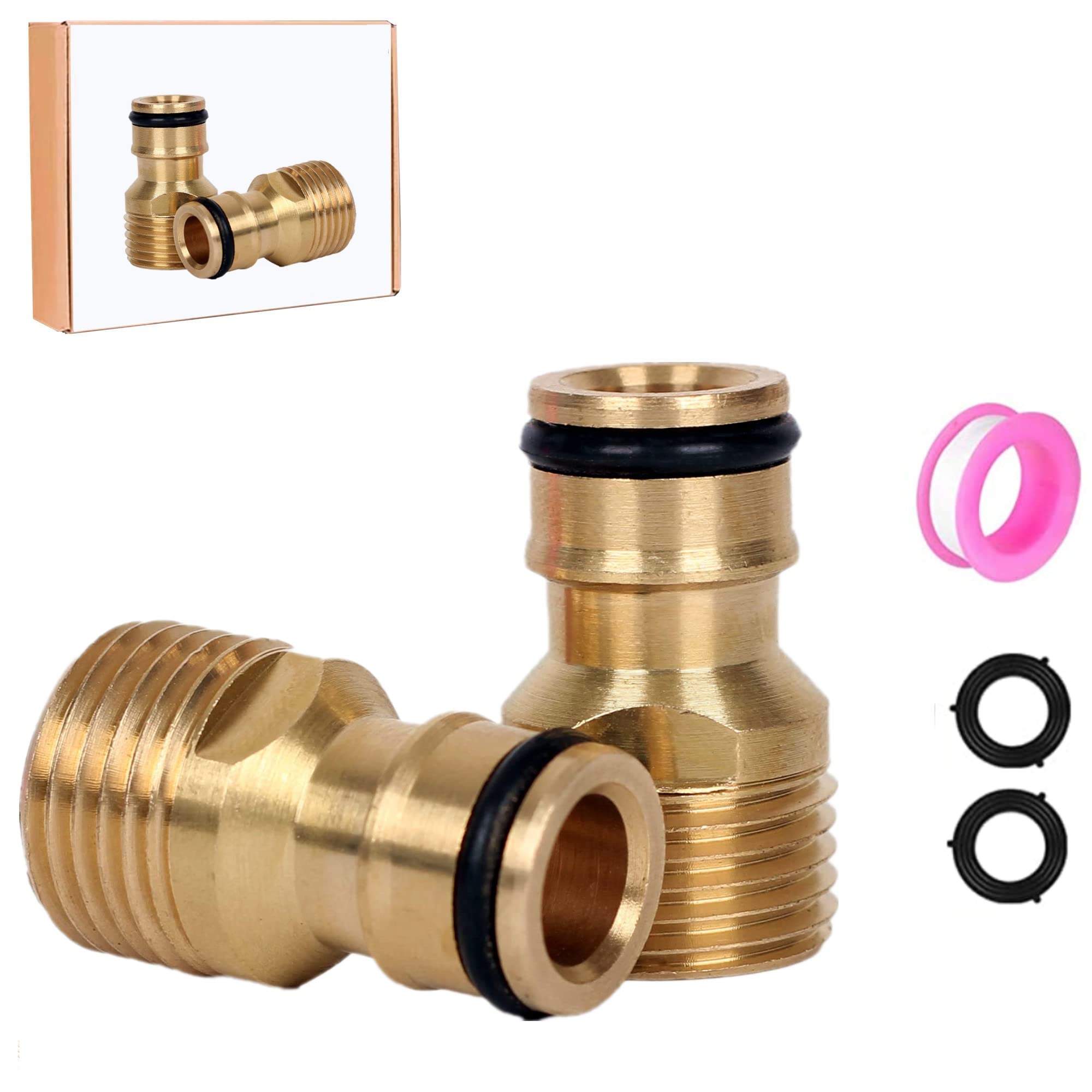 2 Pack Garden Hose Connector Shower Hose, 1/2 inch Brass Male Threaded ...