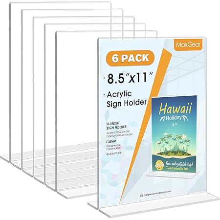 Amazon.com : SilverDot Acrylic Sign Holder - 8.5" x 11" - T Shaped ...