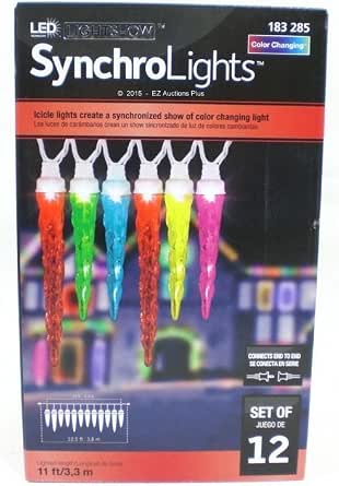 Amazon.com: LED Synchro Lights Color Changing Icicles Set of 12 Lights