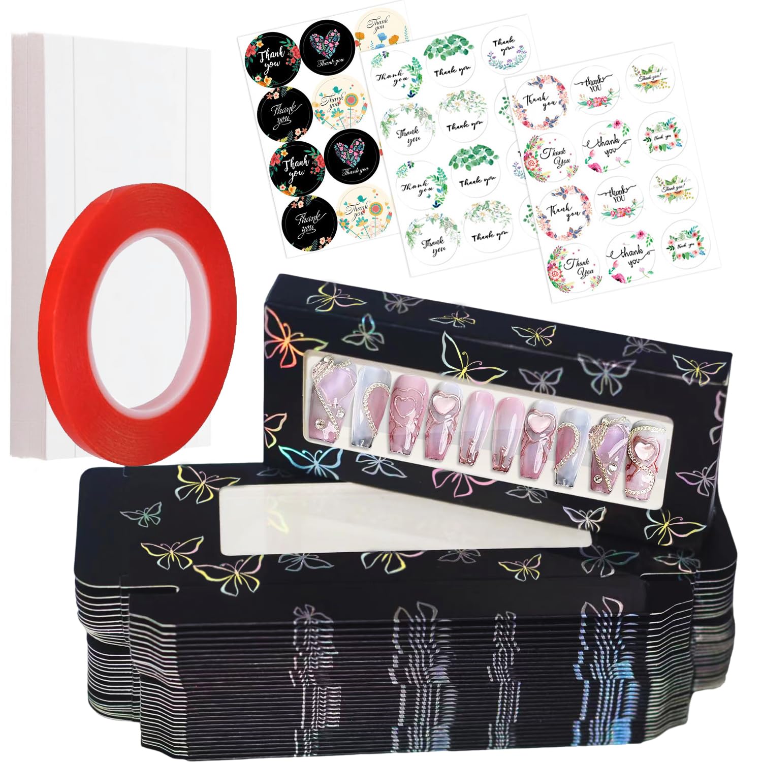 Amazon.com: 74PCS Empty Press on Nails Packaging Box Set Includes 35PCS ...