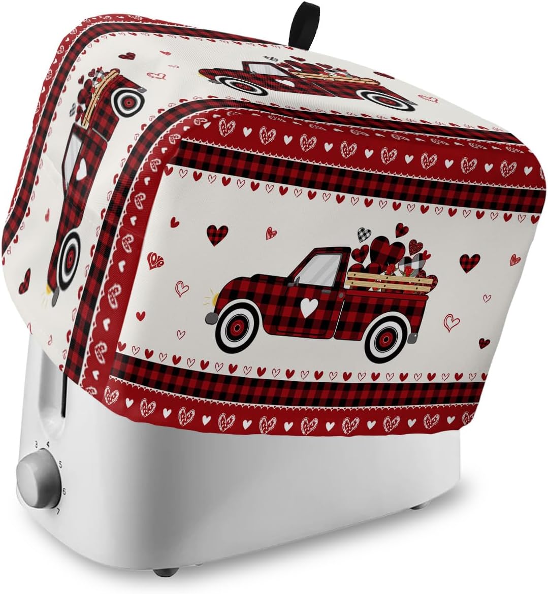 Amazon.com: 4 Slice Toaster Cover,Valentines Black Red Buffalo Plaid ...