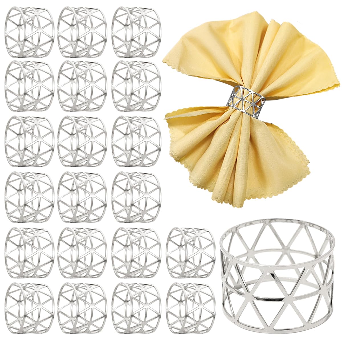 Amazon.com: JUMAIPRO 20 Pack Silver Napkin Rings, Hollow Out Metal ...