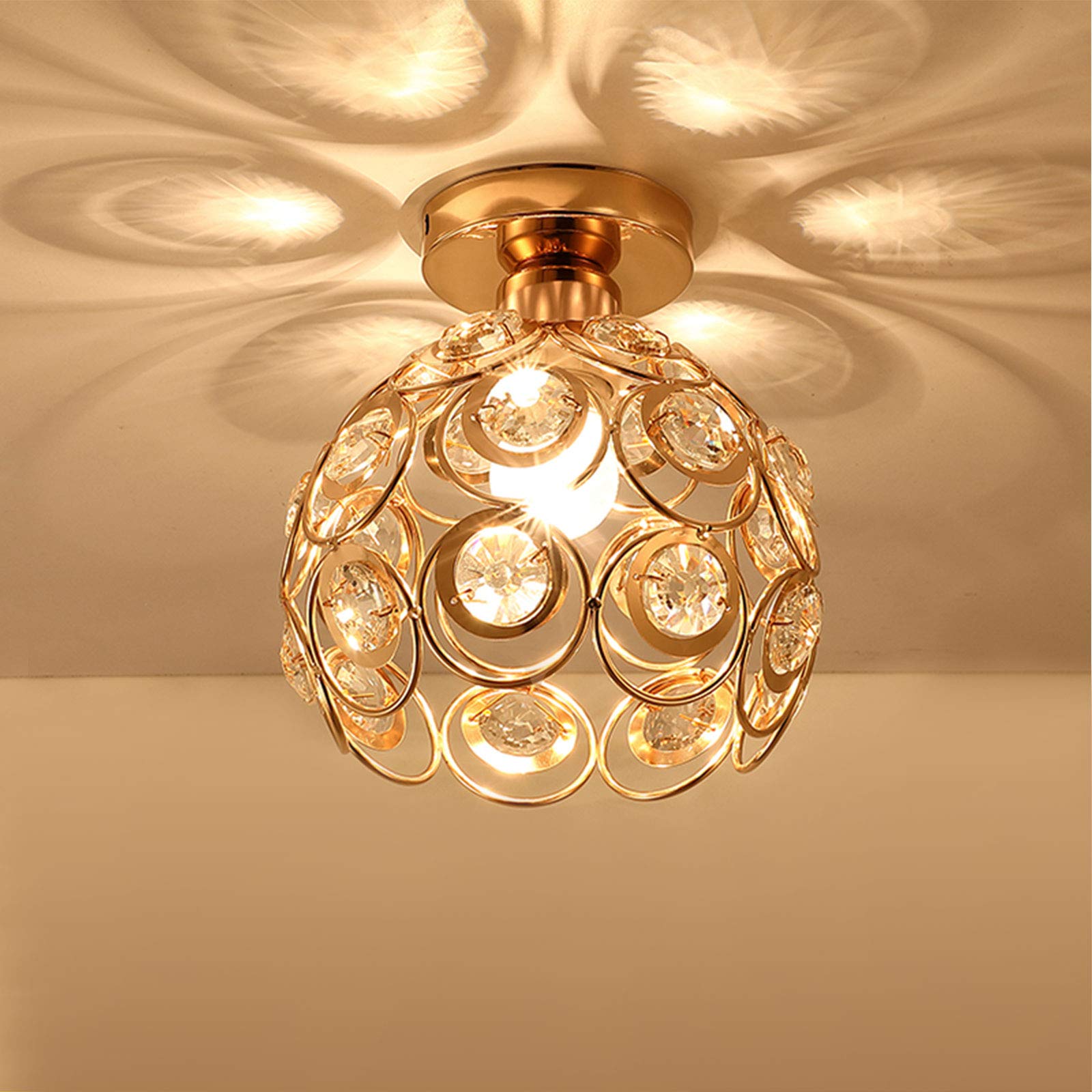Zevnico Gold Mini Chandelier Light Fixture, Crystal Ceiling Light, Semi ...