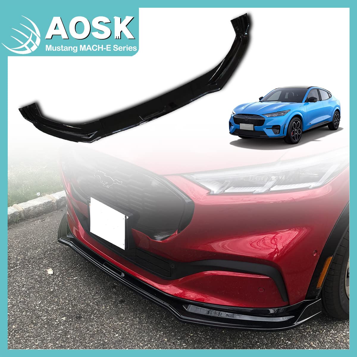 Buy AOSKonology for Mustang Mach-E Front Lip Splitter ABS Front Bumper ...