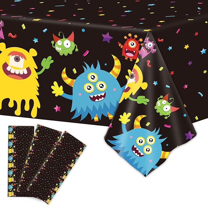 Amazon.com: Gisgfim 3 Pcs Monster Party Tablecloth Supplies - Color ...