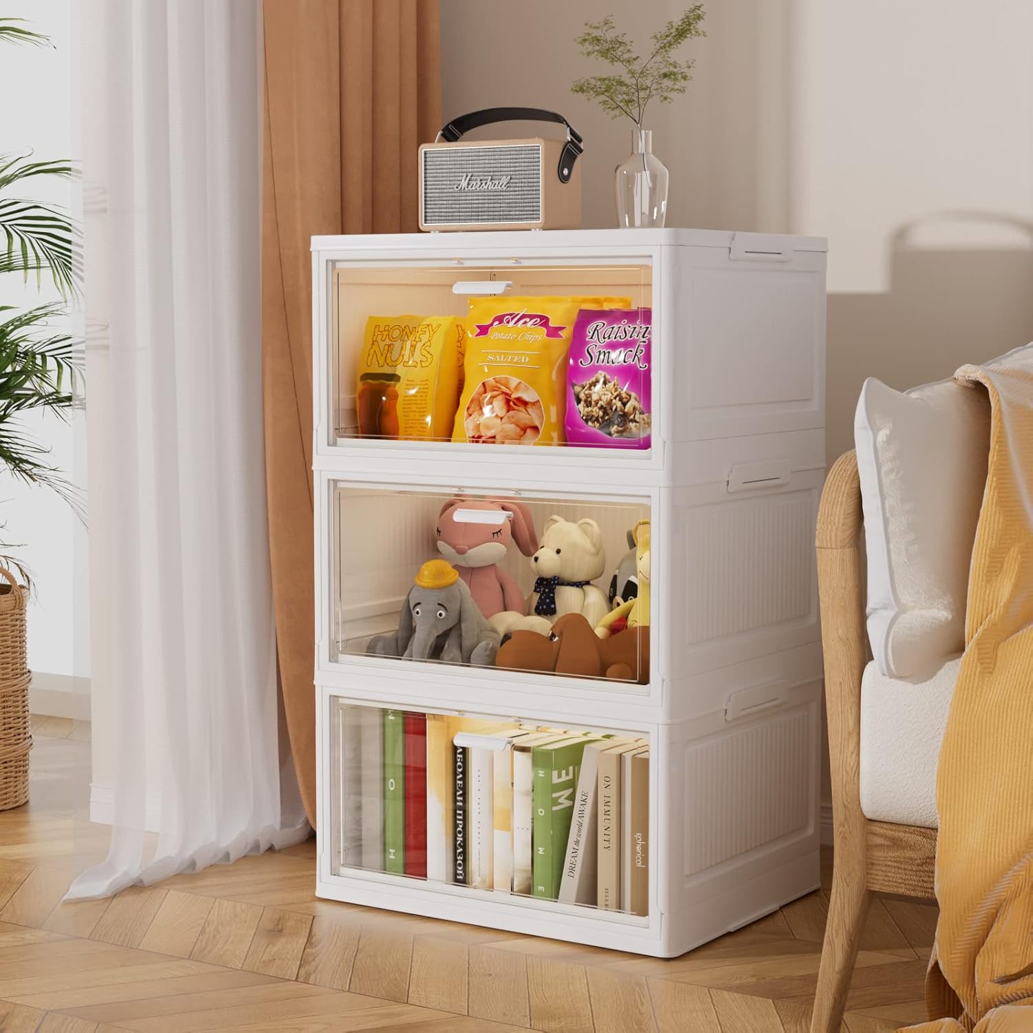 CTSNSLH 26 Qt Storage Bins With Lids 3 Pack, Storage Totes with Clear ...