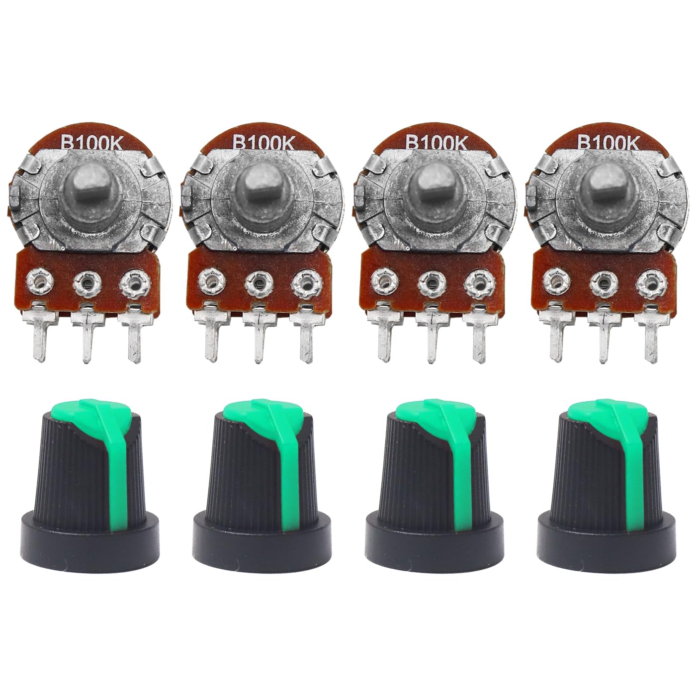 Electronic Spices 100k 6 Pin D Shaft Dual Gang Rotary Potentiometer ...