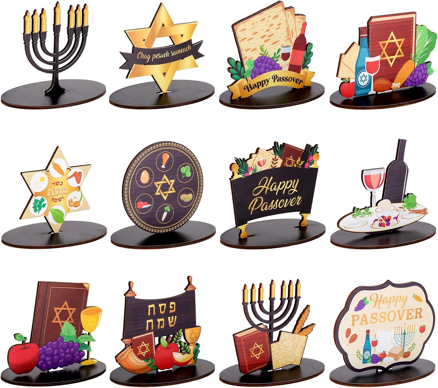 Amazon.com: JiaUfmi 12 Sets Happy Passover Wooden Table Centerpieces ...
