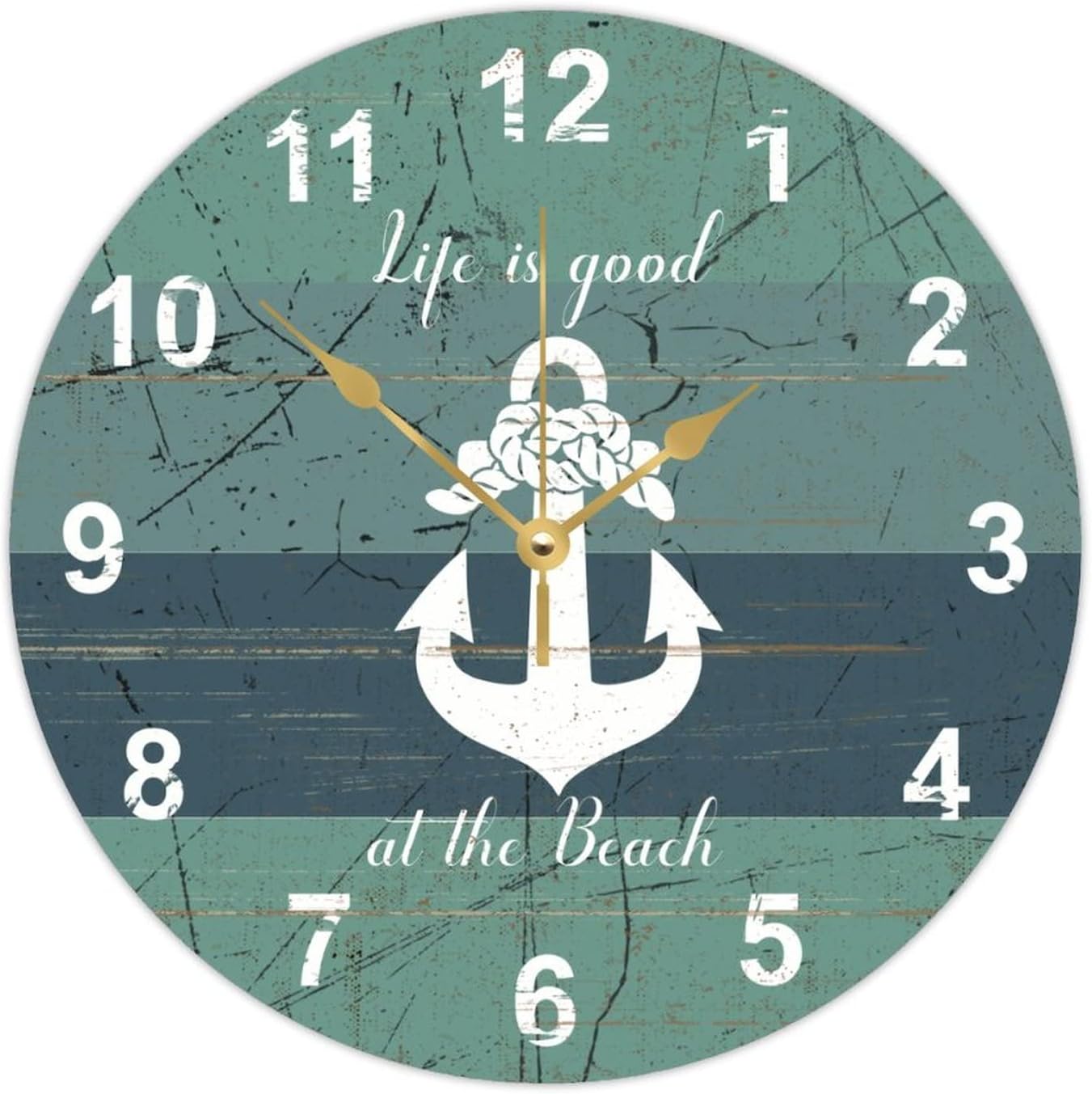 WengBeauty Nautical at The Beach Clocks Wooden Round Clock Nautical ...
