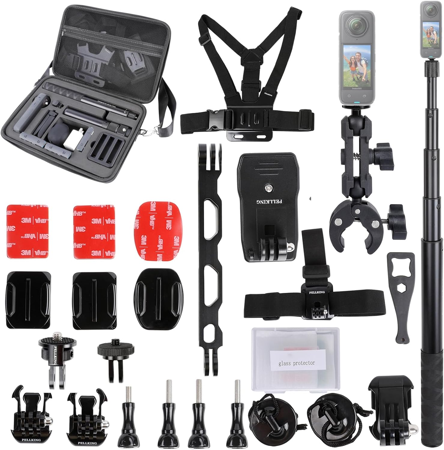 Amazon.com: PellKing Motocycle Bike Accessory Bundle for Insta360 ONE X4,Carrying Case with ...