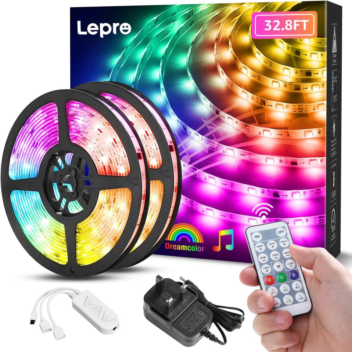 Lepro 32.8ft RGBIC LED Strip Lights, IP65 Outdoor LED Strip Lights ...