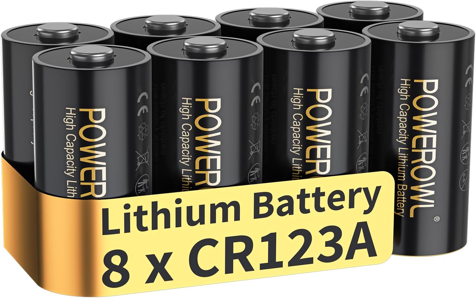 POWEROWL - CR123A 3V Lithium Battery 8 Pack, High-Capacity 123 ...