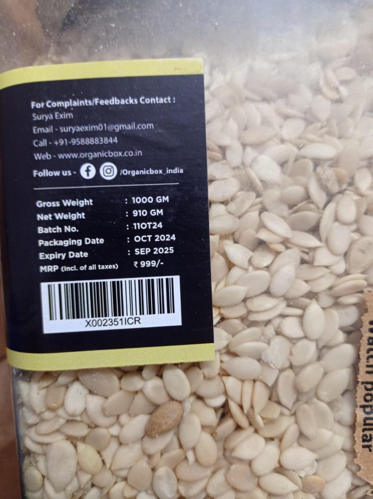Organic Box - Watermelon seeds kernel (Tarbuj/Tarbooj Magaj) - 1Kg ...