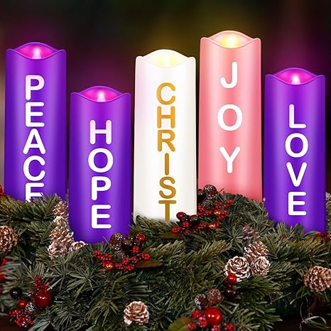 Amazon.com: Mudder 5 Pcs Christmas Advent Pillar Candles LED Flameless ...