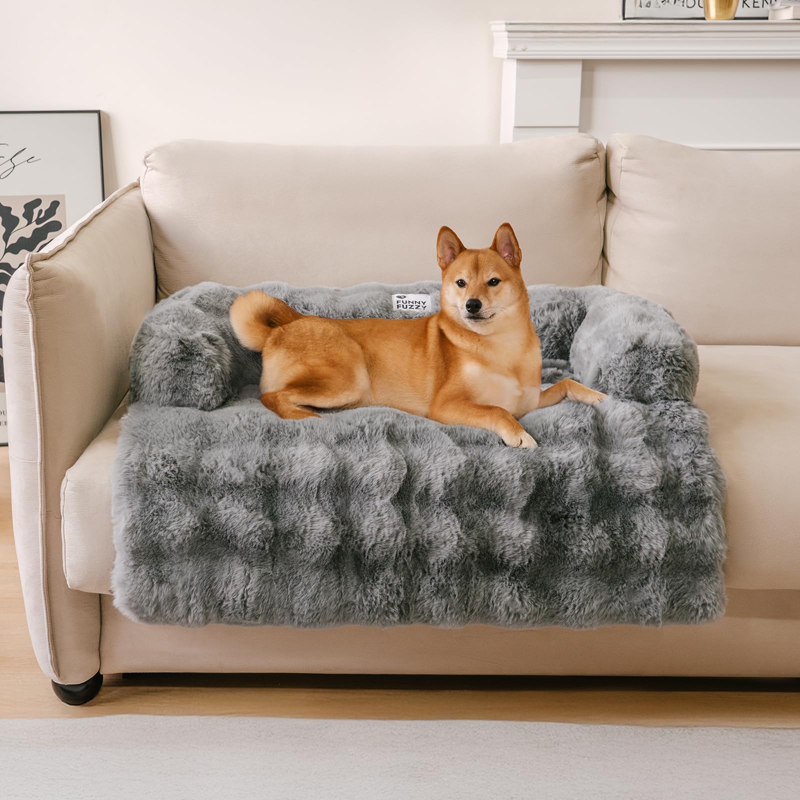 Amazon.com: FUNNYFUZZY Calming Dog Bed Mat, Fluffy Fuzzy Couch Cover ...