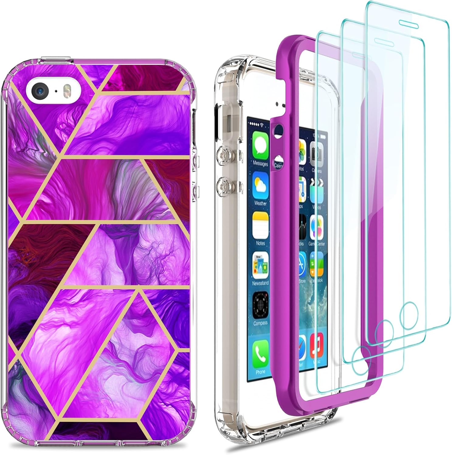 Amazon.com: for iPhone SE Case(1st gen 2016),iPhone 5S Case with [3X ...