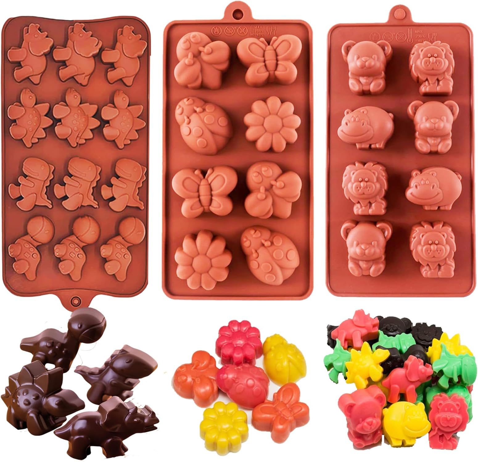 Amazon.com: Silicone Chocolate Candy Molds, Non-stick Animal Silicone ...