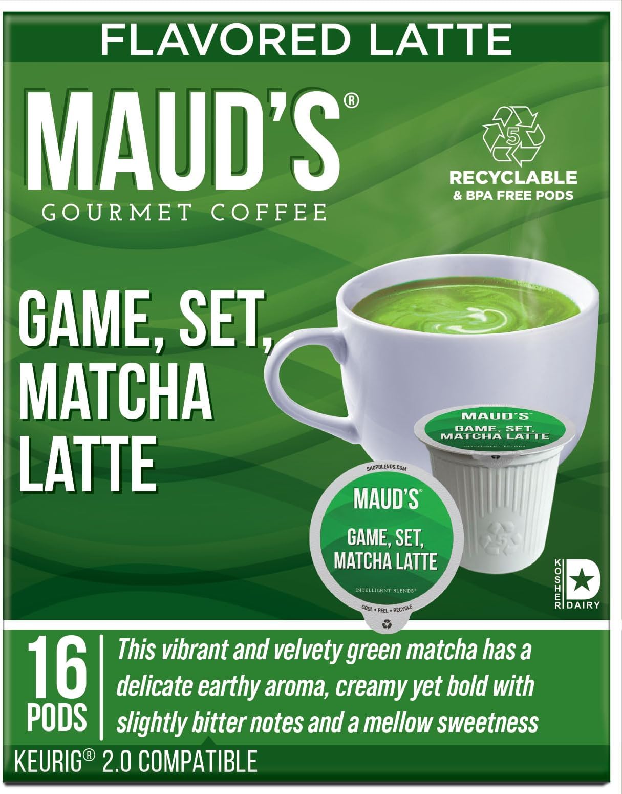 Amazon.com : Maud's Matcha Latte Pods, 16 ct - Game, Set, Matcha Latte ...