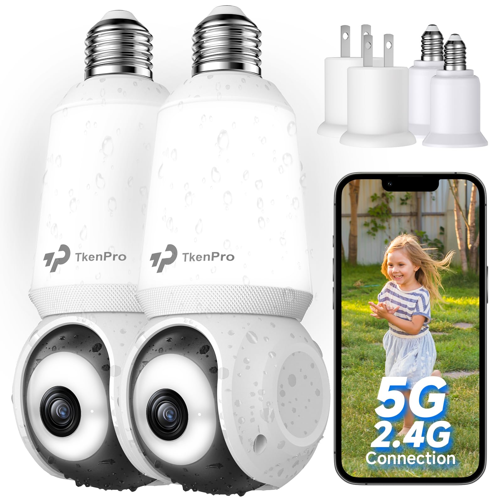 Amazon.com : TKENPRO 2K Light Bulb Security Camera Outdoor, 5G&2.4G ...
