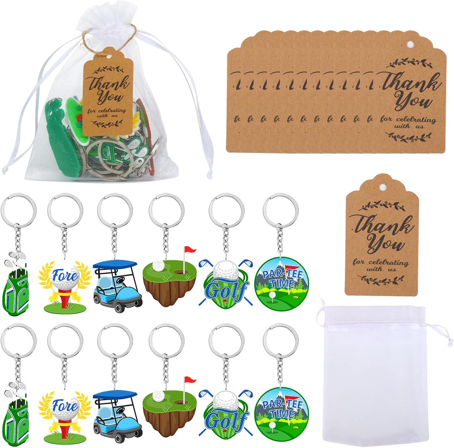 Serencatcher 36Pcs Golf Party Favors, Golf Theme Keychains Thank You ...