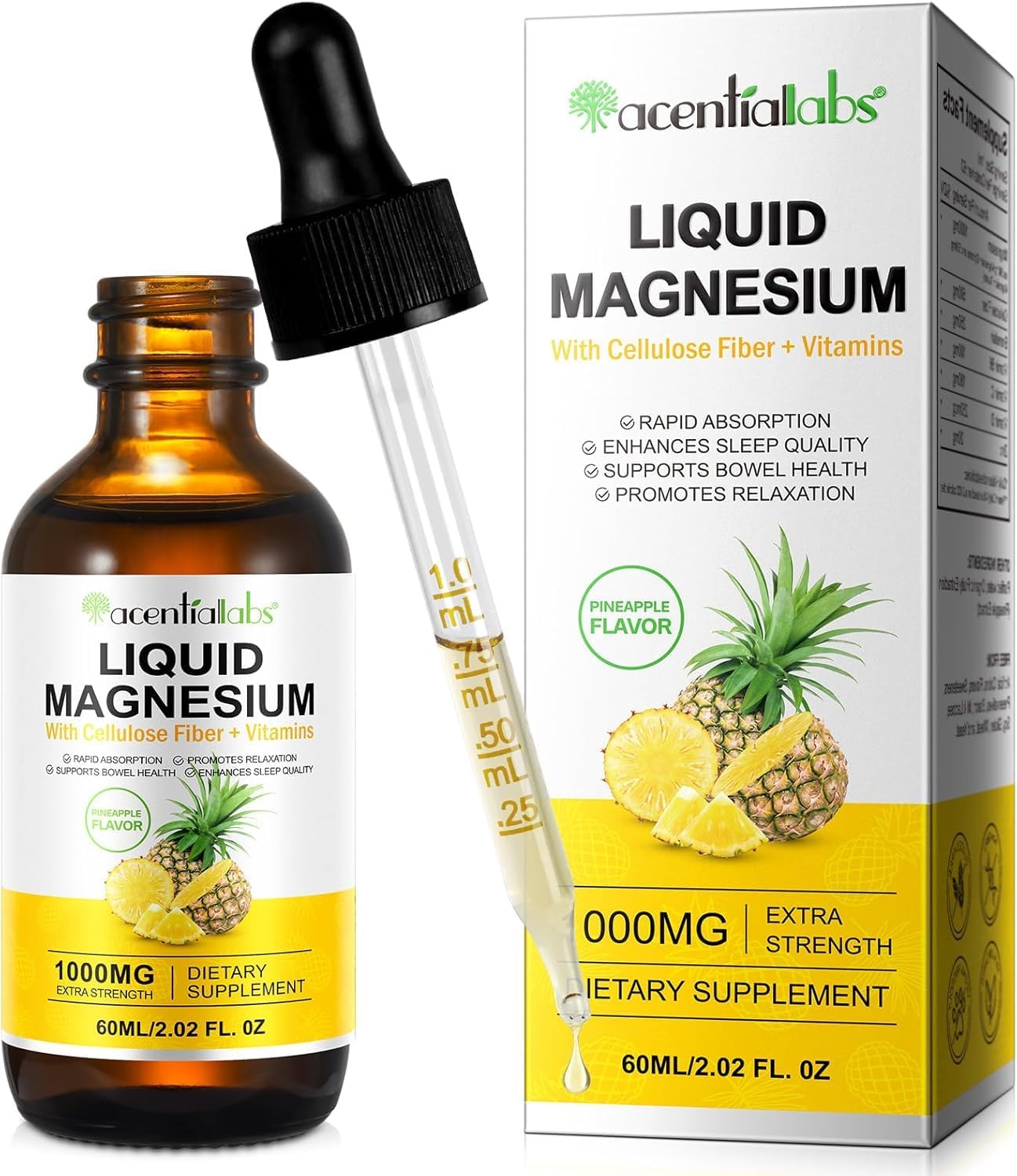 Liquid Magnesium 1000mg | Magnesium Glycinate Drops with Vitamin C, B6 ...