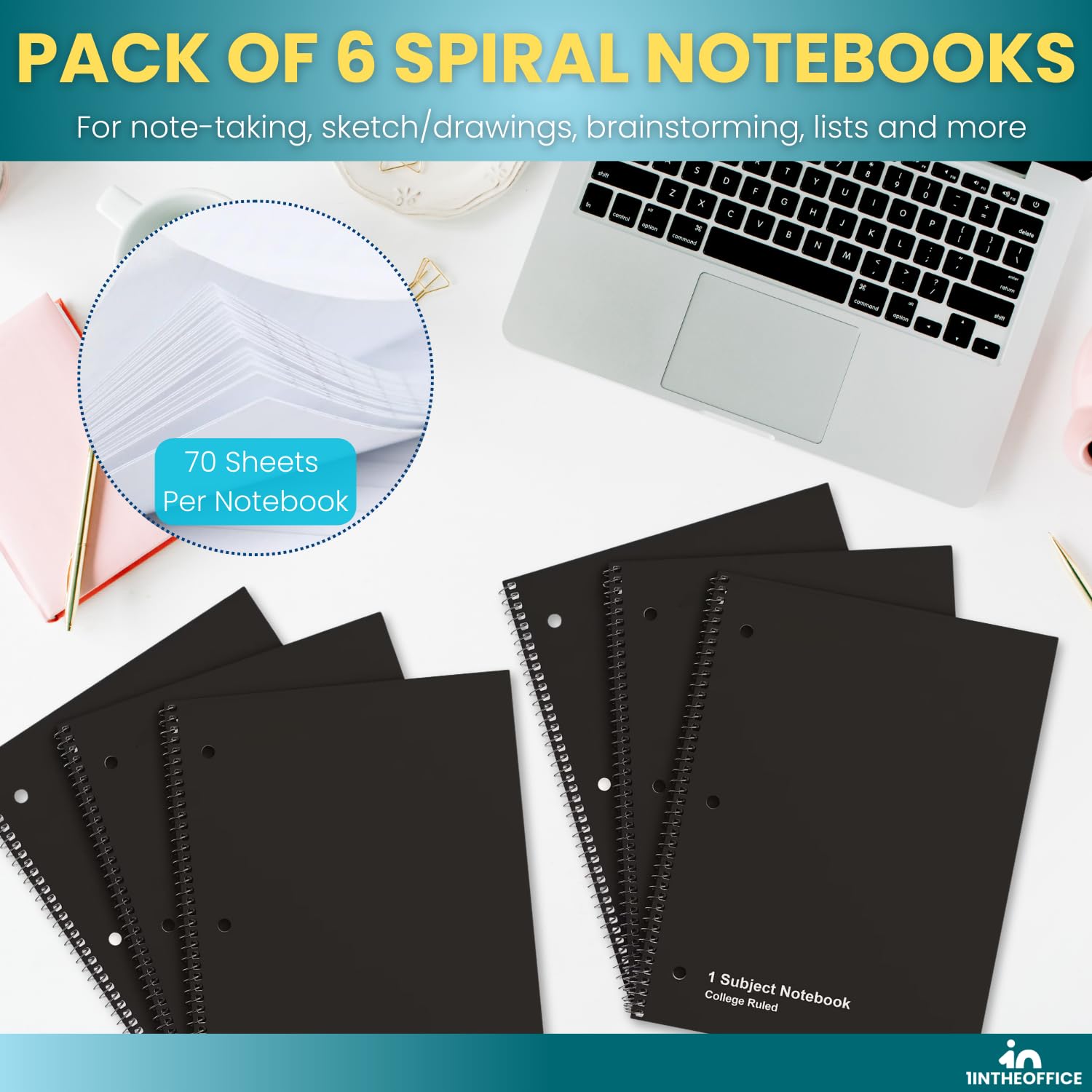 Snapklik.com : 1InTheOffice College Ruled Spiral Notebook 8x11, Spiral ...