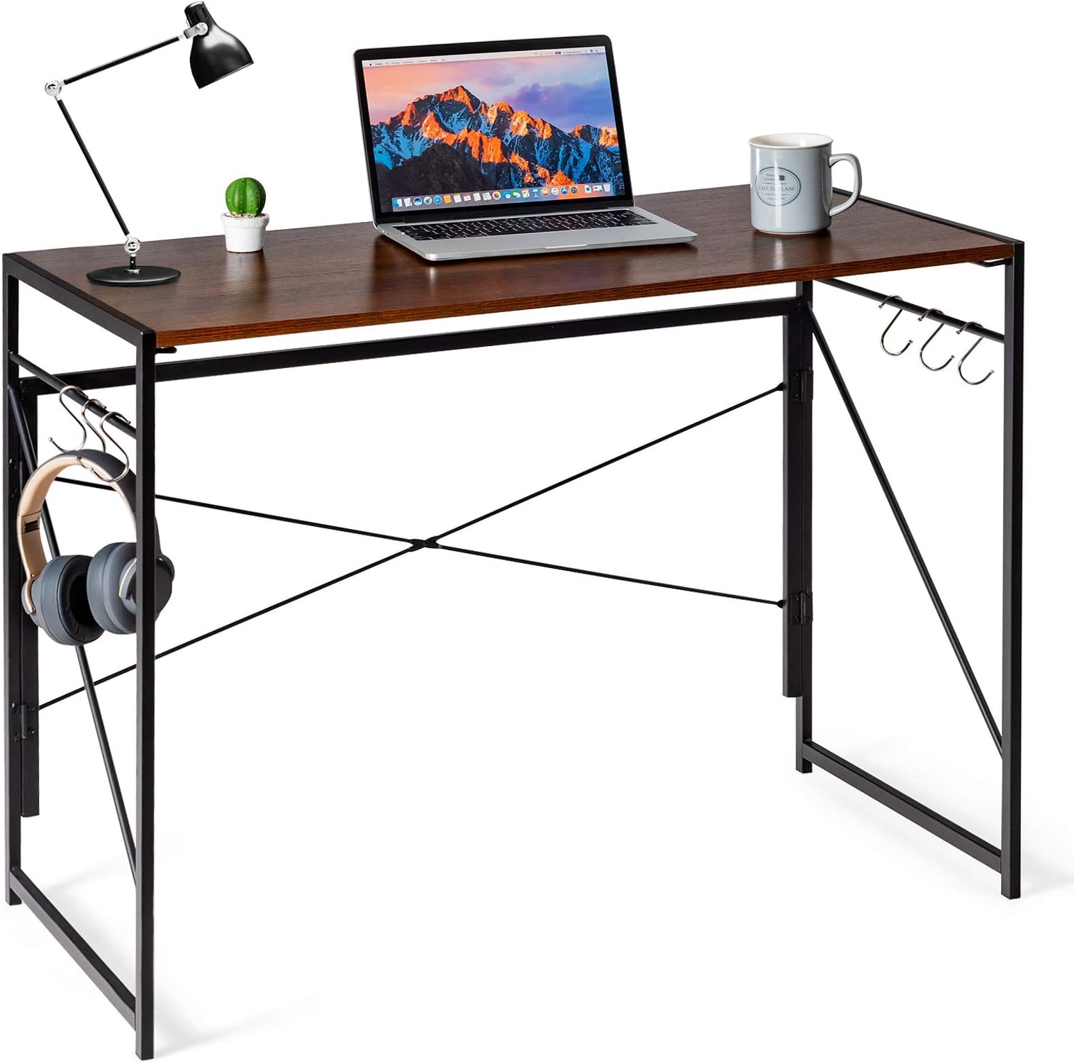 COSTWAY Folding Computer Desk, Modern Simple Study Desk Writing ...