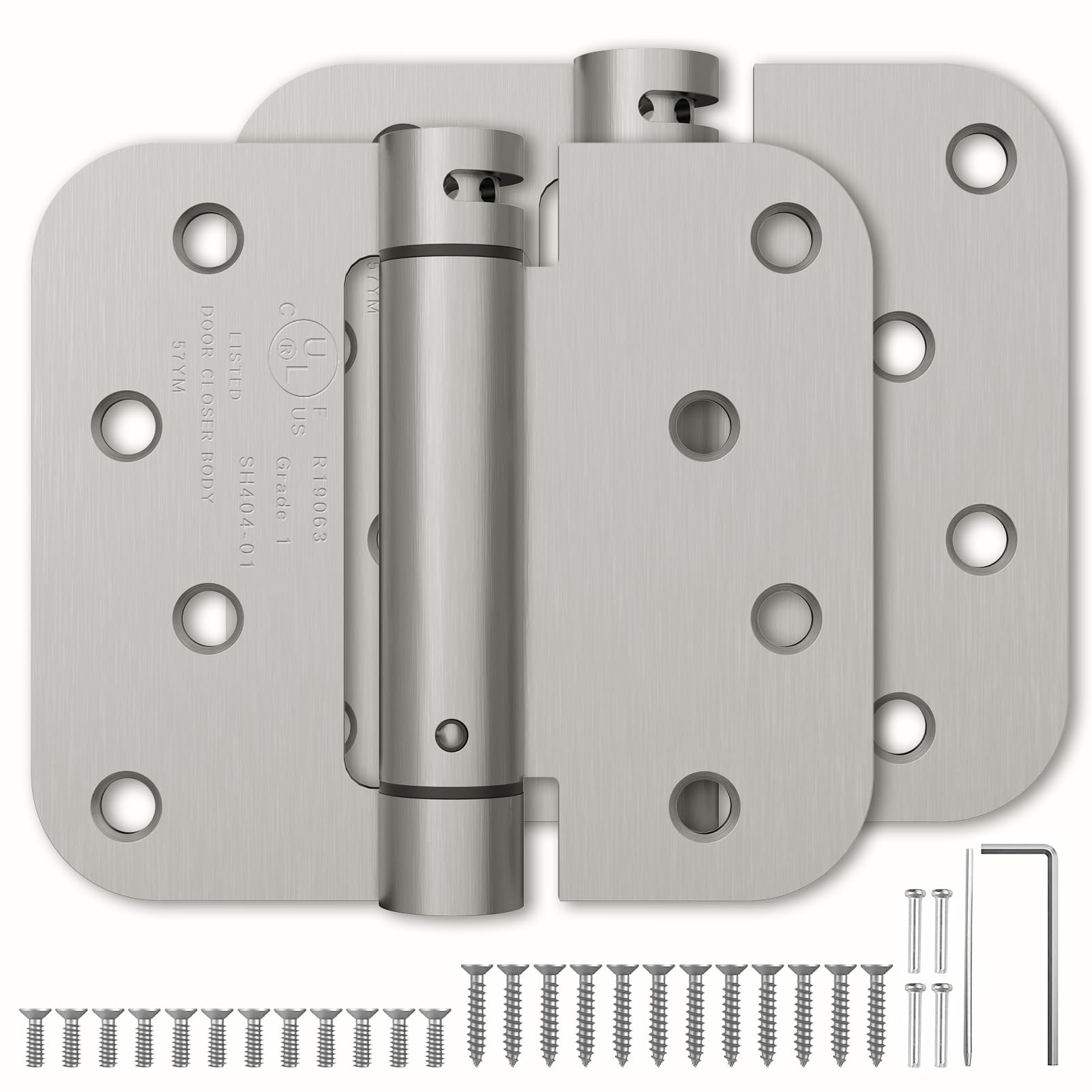 2 Pack Self Closing Door Hinges, 4 Inch Spring Loaded Hinges with 5/8 ...