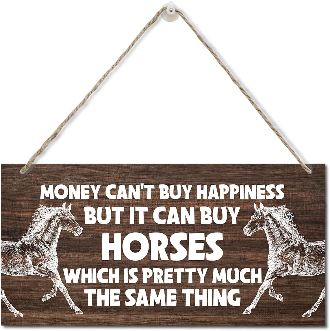 Amazon.com: Horse Themed Wood Decor Sign, Money Can't Buy Happiness but ...